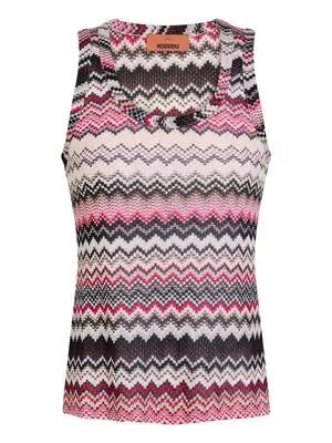 Missoni Metallic Crochet-knit Tank - Magenta