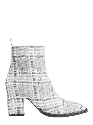 Thom Browne Prince Of Wales Chenille Tweed Ankle Boots - Light Gray