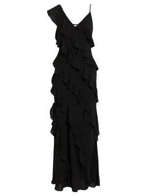 MIKAEL AGHAL Ruffled Chiffon Maxi Dress - Black