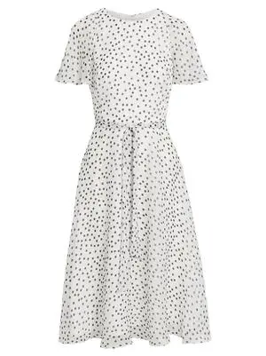 MIKAEL AGHAL Polka Dot Georgette Midi Dress - White