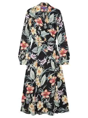 Ralph Lauren Aniyah Floral-print Wrap Midi Dress - Black