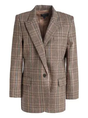 NILI LOTAN Diane Prince Of Wales Checked Wool-blend Tweed Blazer - Taupe