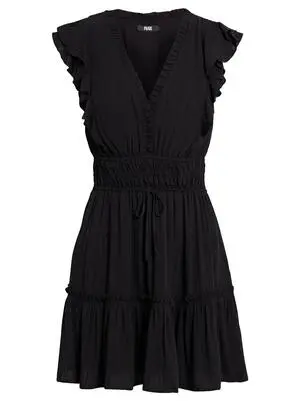 Paige Jacquard Mini Dress With Ruffled Details - Black