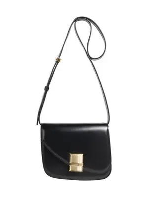 FERRAGAMO Fiamma Asymmetric Leather Crossbody Bag - Black