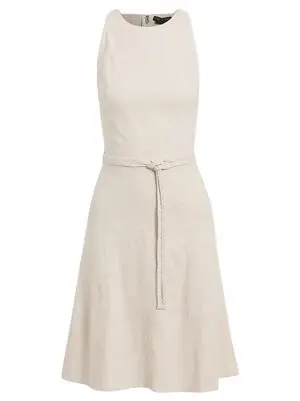 Alice + Olivia Linen-Blend Dress With Detachable Waist Tie Ecru