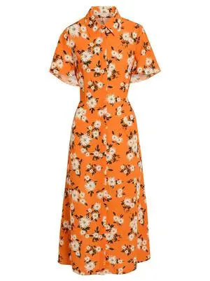 EMILIA WICKSTEAD Florencia Floral-print Crepe Midi Dress - Orange
