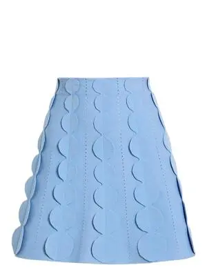 Oscar De La Renta Scalloped Stretch-knit Mini Skirt - Light Blue