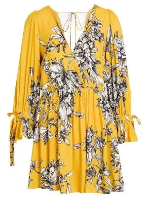 Alice + Olivia Floral-print Crepe Mini Dress - Yellow