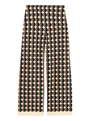 Oscar De La Renta Printed Grain De Poudre Wool-blend Straight-leg Pants - Light Brown