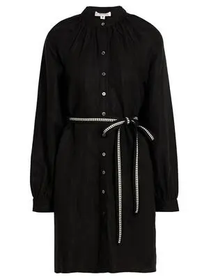 LEMLEM Belted Linen And Tencel™-blend Mini Dress - Black