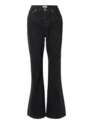 RE/DONE The Riding Striped Flared Jeans - Black
