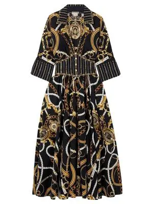 Camilla Crystal-embellished Printed Shirt Dress - Black