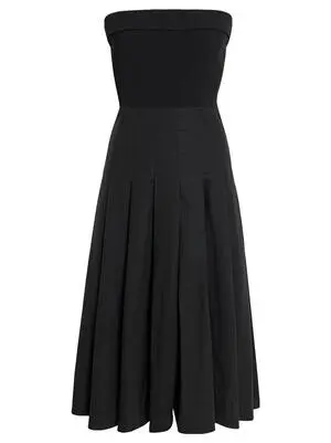 Proenza Schouler Warren Strapless Knit-paneled Cotton-poplin Midi Dress - Black