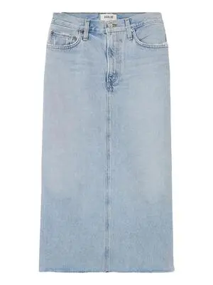 AGOLDE Della Distressed Denim Midi Skirt - Light Denim