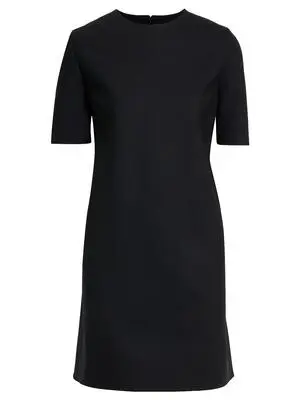 Oscar De La Renta Grain De Poudre Wool-blend Mini Dress - Black