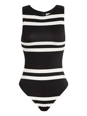 Alice + Olivia Striped Jersey Bodysuit - Black
