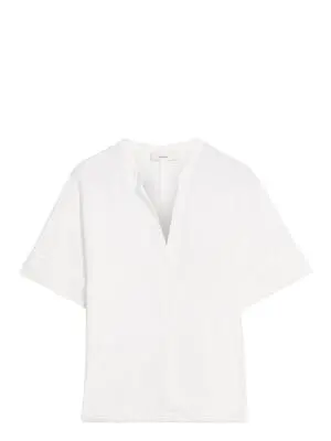 Vince Linen Top With Folded Cuffs - White