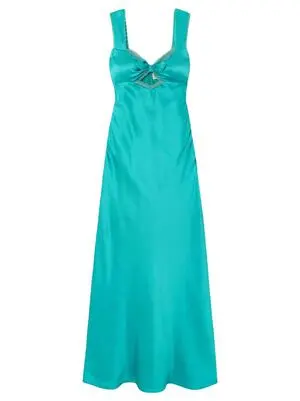 Saloni Lina Cutout Lace-trimmed Maxi Dress - Turquoise