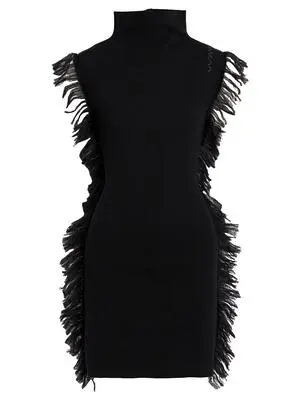 Marni Fringed Stretch-knit Mini Dress - Black