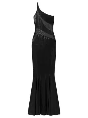 Norma Kamali Snake Print One-shoulder Gown - Black