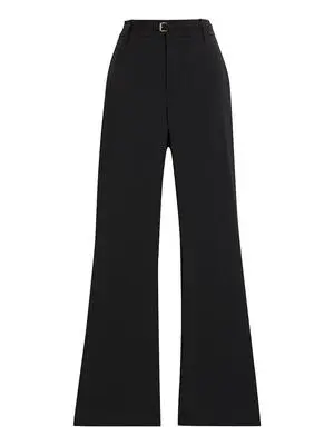 Vince Belted Grain De Poudre Bootcut Pants - Black