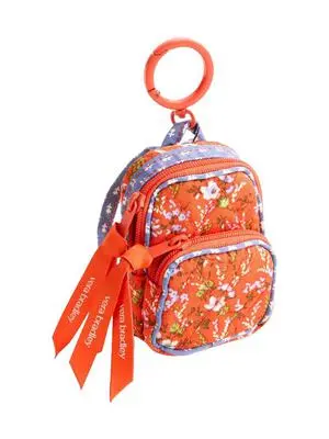 VERA BRADLEY Bancroft Backpack Bag Charm In Wildflower Sprigs - Orange