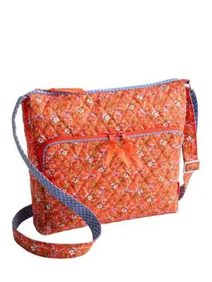 VERA BRADLEY Vera Bradley Harwick Large Messenger In Wildflower Sprigs Orange