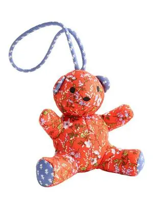 VERA BRADLEY Bitty Bear Bag Charm Keychain In Wildflower Sprigs - Orange
