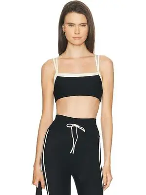L*Space Kelly Sports Bra In Black, White - Black & Cream