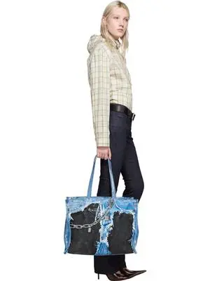 Acne Studios Denim Print Tote - Mid Blue