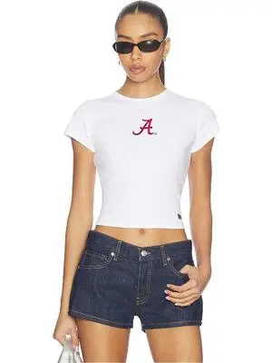 HYPE AND VICE University Of Alabama Embroidered Cropped Baby Tee - White