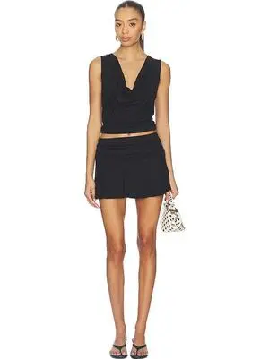 Free People Good Feels Mini Skirt Set - Black