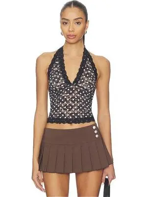 I.AM.GIA Gem Halter Top - Black Polka Dot