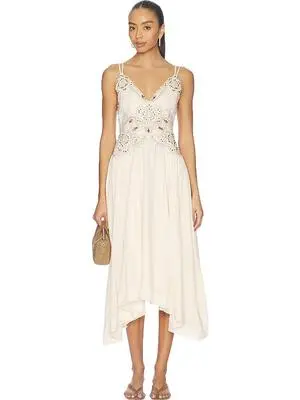 Free People Dusty Bloom Embroidered Maxi Dress - Light Tan