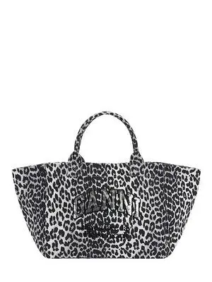 GANNI Shopper Xxl Printed Sequin Tote - Silver