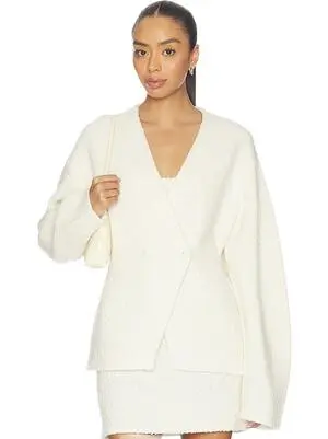 LOVERS AND FRIENDS Martine Textured Wrap Knit Jacket - Cream