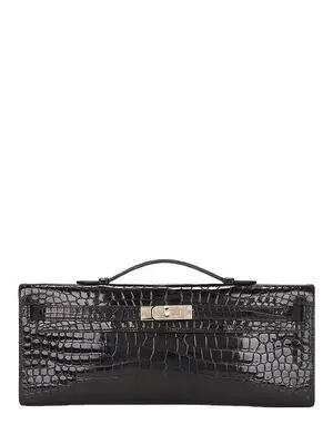 FWRD RENEW Hermes Shiny Porosus Crocodile Kelly Cut Pochette
