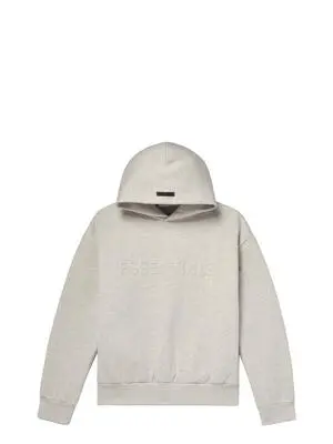 Fear Of God Logo-embossed Cotton-blend Jersey Hoodie - Gray