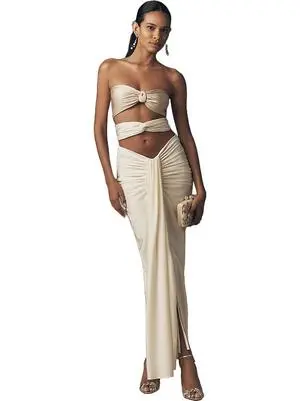 BAOBAB Giselle Strapless Cutout Maxi Dress - Marble Ivory