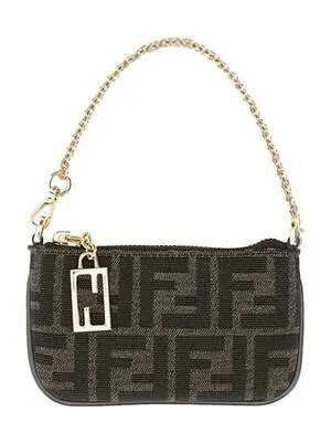 Fendi Small Flat Pouch With Ff Jacquard - Brown
