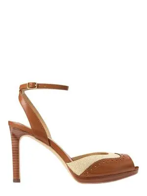 Ralph Lauren Kyla Leather Wingtip Sandal - Light Natural/lauren Tan