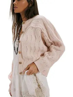 Free People We The Free Amsterdam Merino Cardigan - Silver Peony