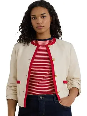 Ralph Lauren Linen-blend Twill Blazer - Mascarpone Cream/red