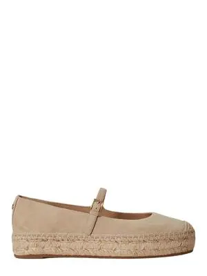 Ralph Lauren Luize Suede Mary Jane Espadrilles - Birch Tan