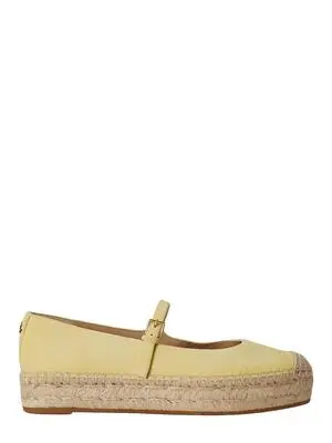 Ralph Lauren Luize Suede Mary Jane Espadrilles - Lemon Sorbet