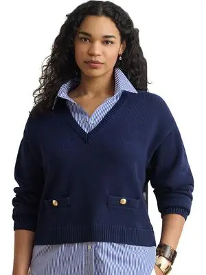 Ralph Lauren Layered Cotton Sweater - Refined Navy Multi