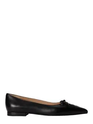 Ralph Lauren Londyn Lace-up Nappa Leather Ballet Flat - Black