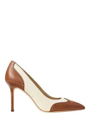 Ralph Lauren Lynden Perforated Leather Pump - Vanilla/lauren Tan