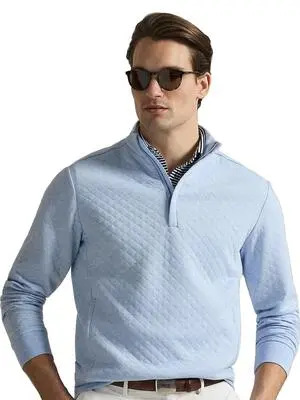 Ralph Lauren Quilted Double-knit Half-zip Pullover - Office Blue Heather