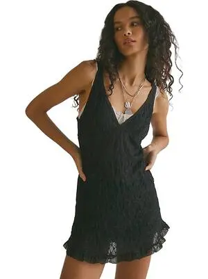Free People Intimately Lace Mini Slip Dress - Black
